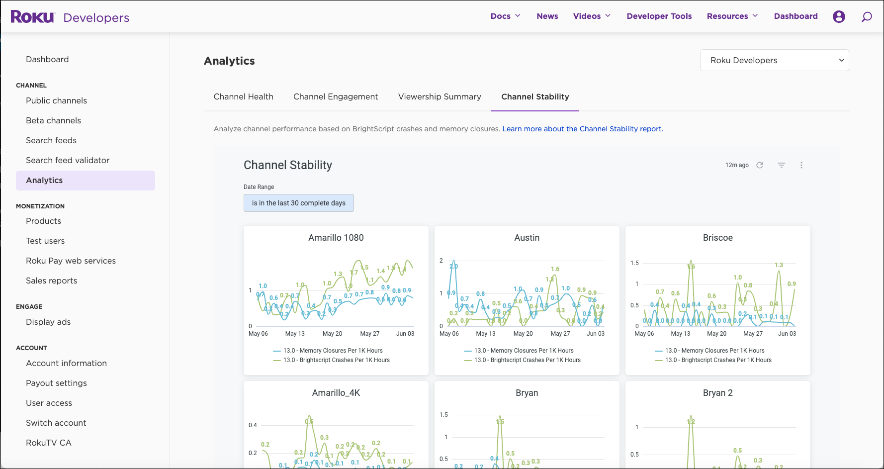 Channel Stability Report | Roku Developer