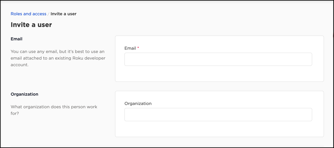 User access management in the Developer Dashboard | Roku Developer