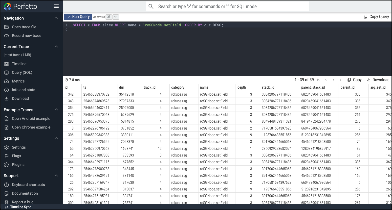 Roku app tracing (with Perfetto) | Roku Developer