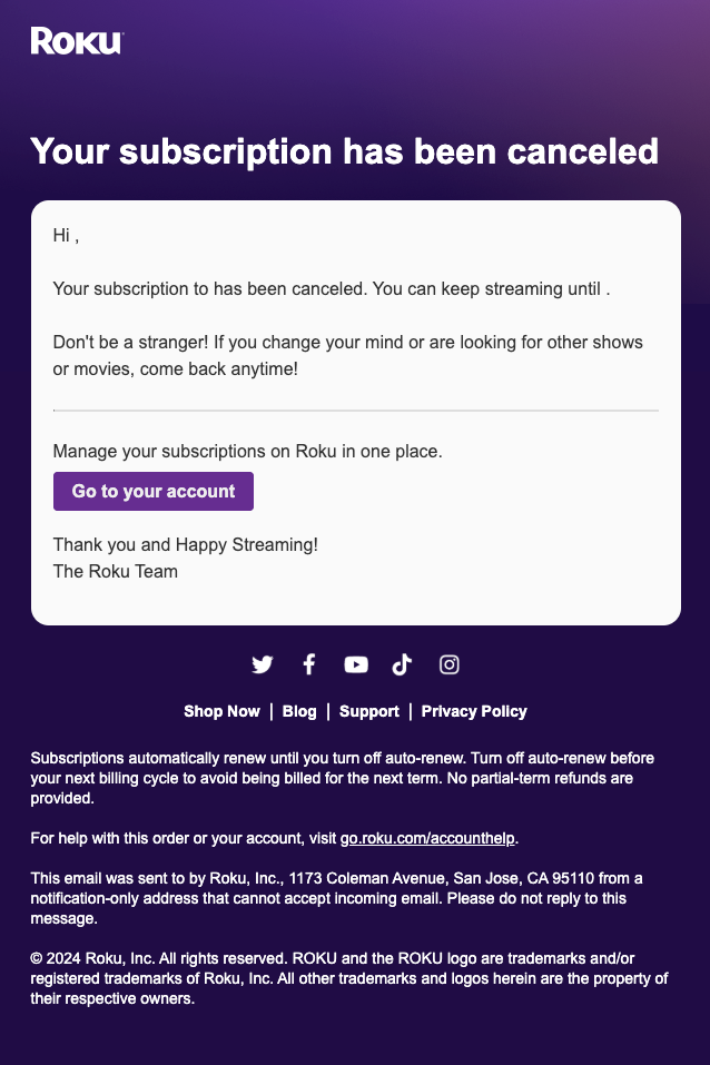 Enhanced Subscription Recovery | Roku Developer