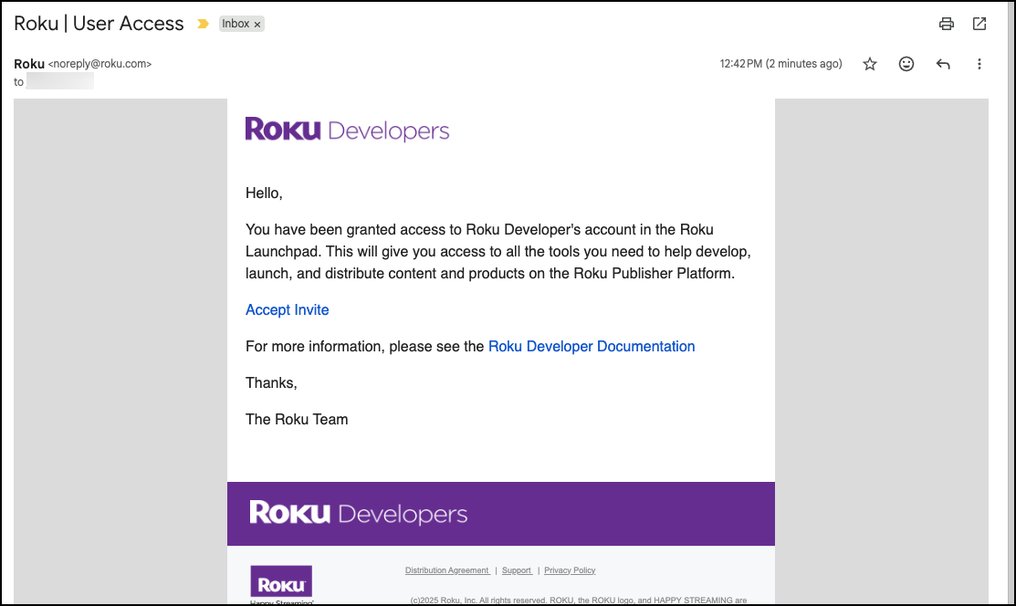 User access management in the Developer Dashboard | Roku Developer