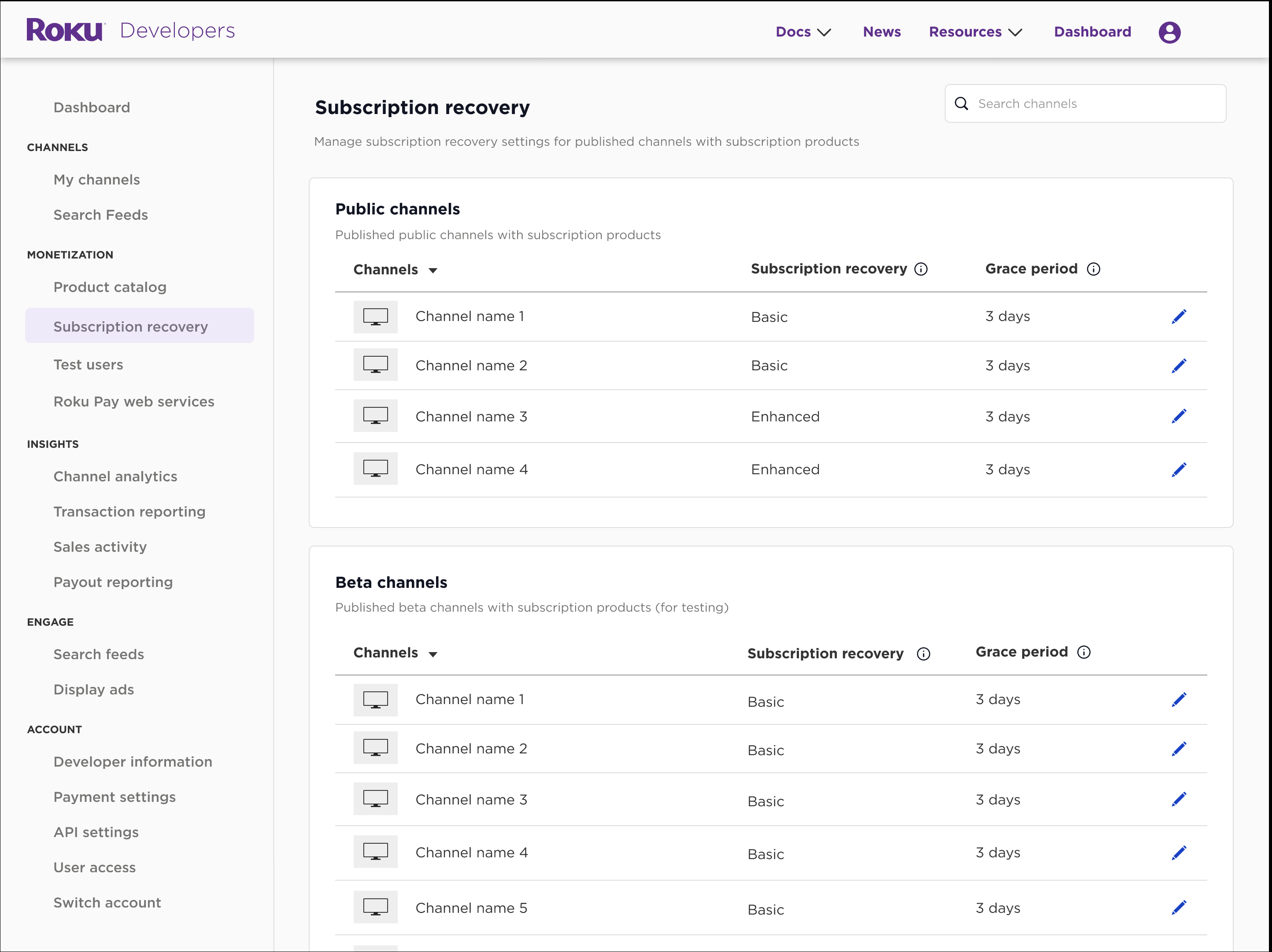 Subscription Recovery settings | Roku Developer