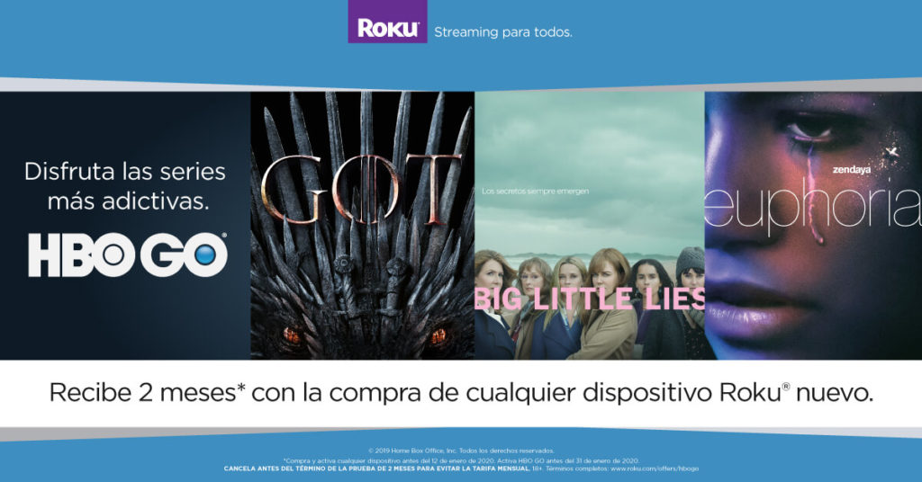 Recibe 2 meses de HBO con la compra de un dispositivo Roku nuevo