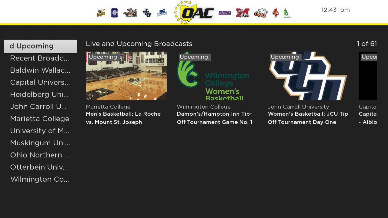 Ohio Athletic Conference - OAC | TV App | Roku Channel Store | Roku