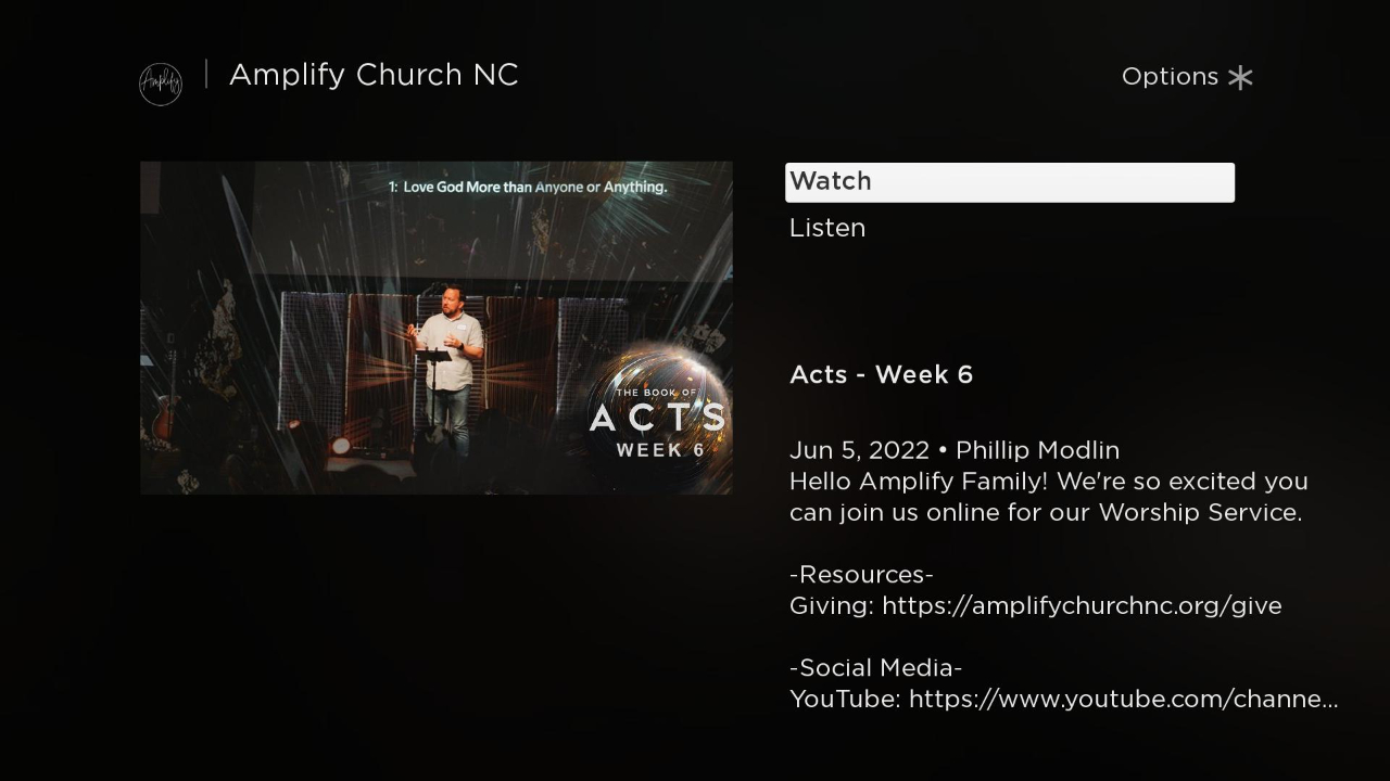 Amplify Church NC | TV App | Roku Channel Store | Roku