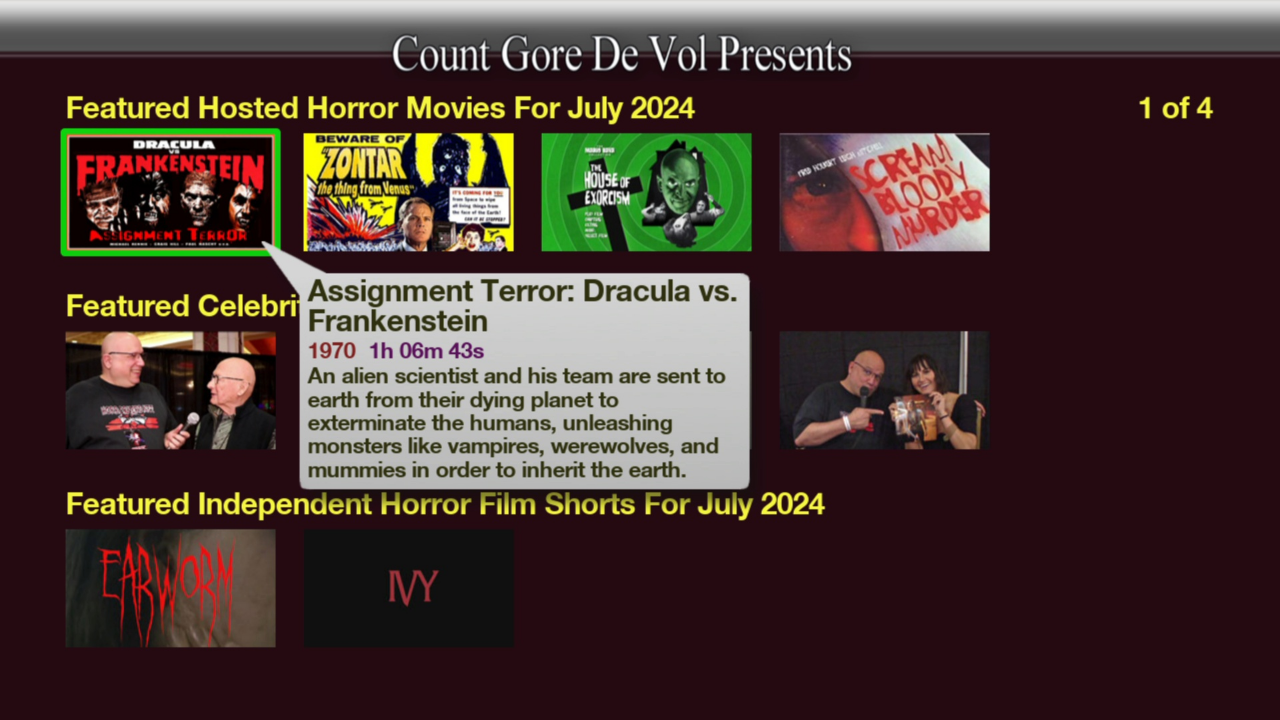 Count Gore Presents July 2024 | TV App | Roku Channel Store | Roku