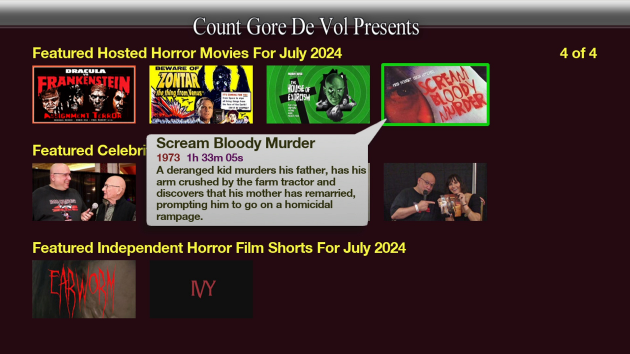 Count Gore Presents July 2024 | TV App | Roku Channel Store | Roku