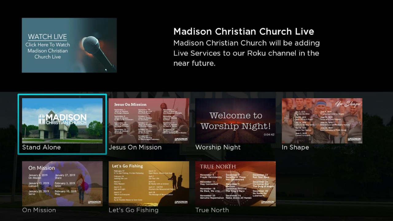 Madison Christian Church | TV App | Roku Channel Store | Roku