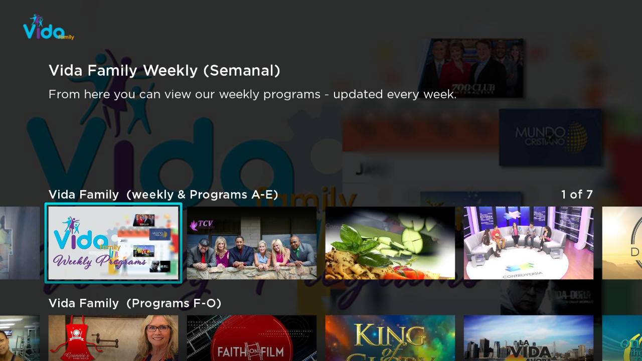 VIDA Family | TV App | Roku Channel Store | Roku