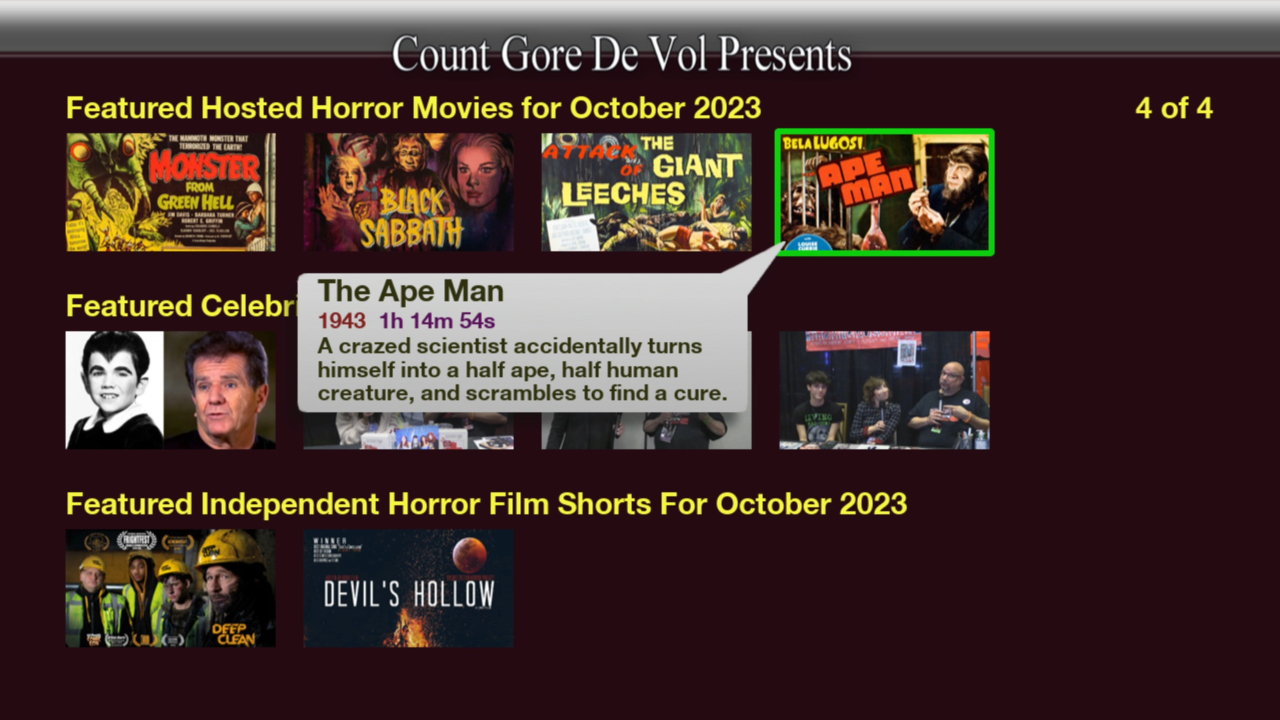 Count Gore De Vol Presents October 2023 | TV App | Roku Channel Store ...