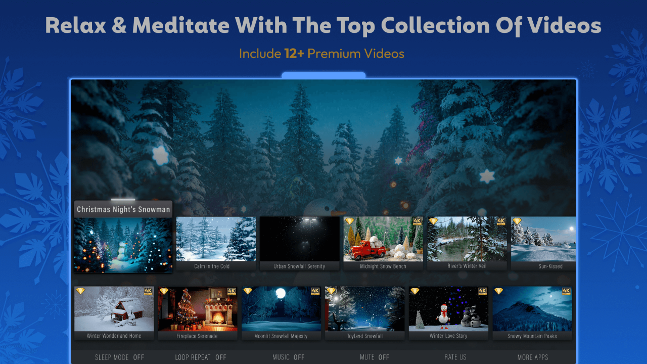 Snow at Night - Calm winter snowfall hitting the ground with music | TV ...