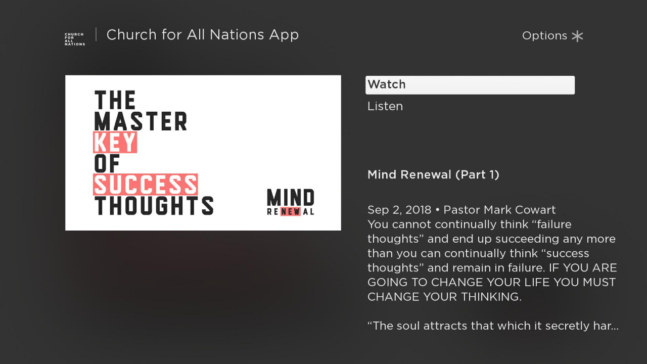 Church for All Nations App | TV App | Roku Channel Store | Roku
