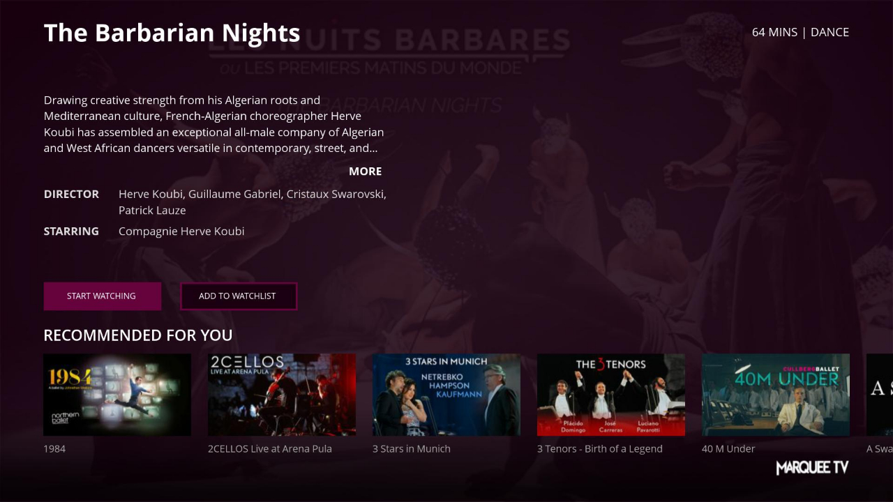 Marquee TV | TV App | Roku Channel Store | Roku