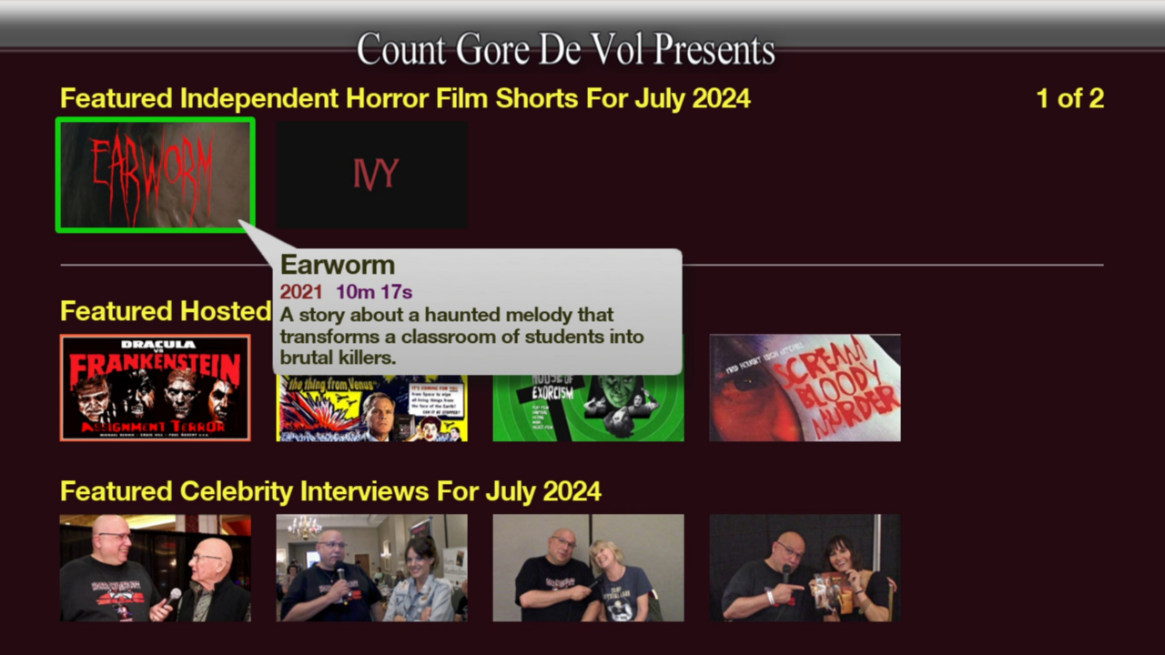 Count Gore Presents July 2024 | TV App | Roku Channel Store | Roku
