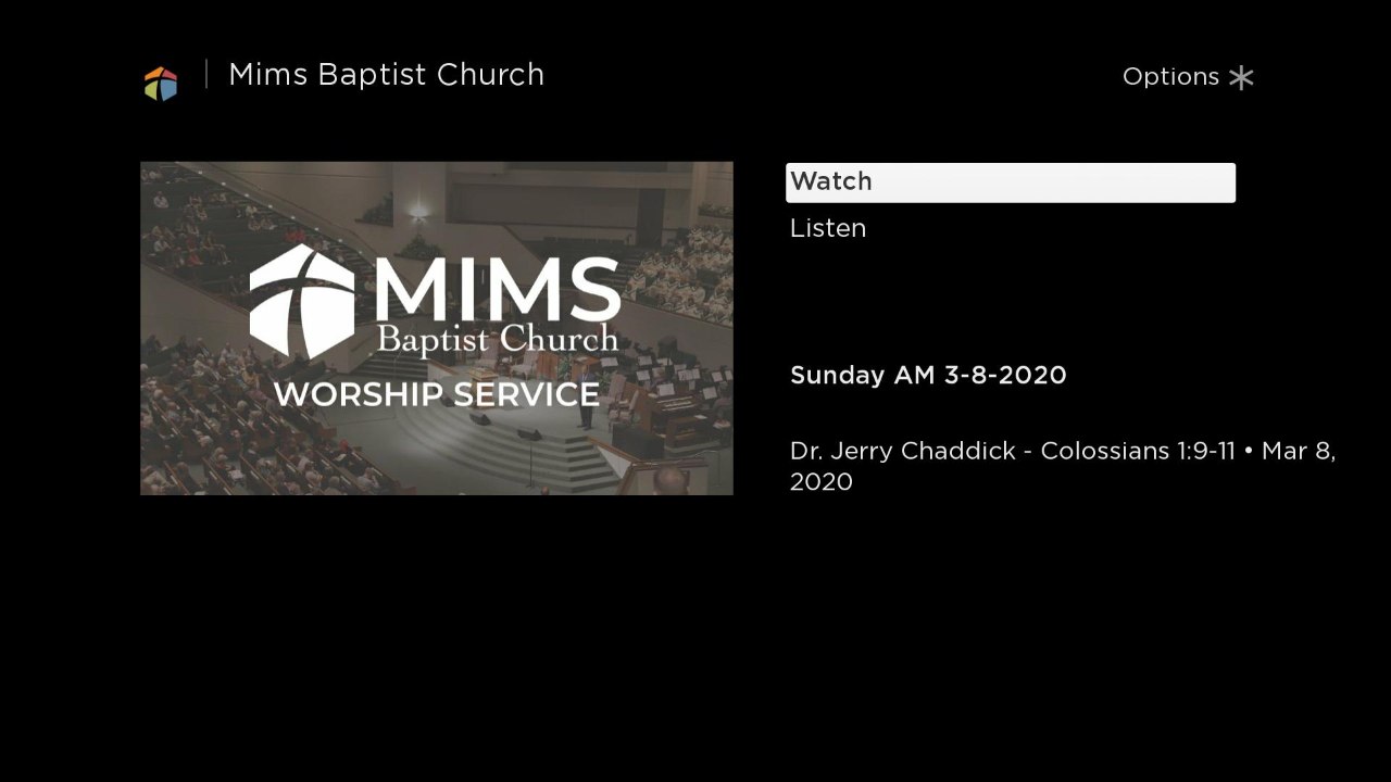Mims Baptist Church | TV App | Roku Channel Store | Roku