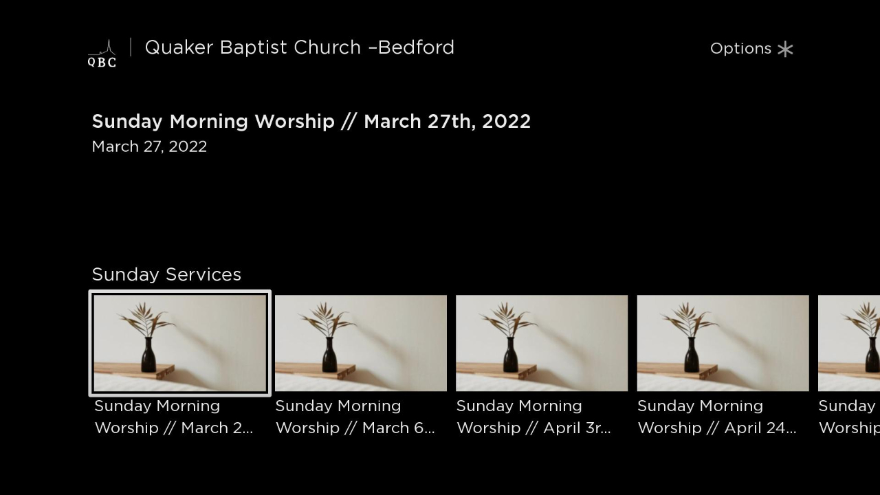 Quaker Baptist Church –Bedford | TV App | Roku Channel Store | Roku