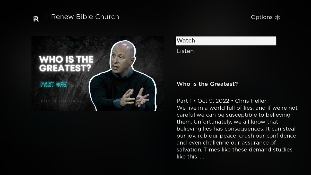 Renew Bible Church | TV App | Roku Channel Store | Roku