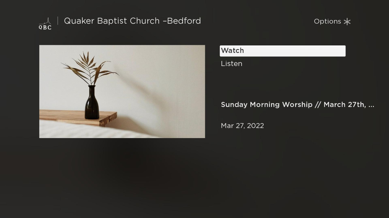 Quaker Baptist Church –Bedford | TV App | Roku Channel Store | Roku