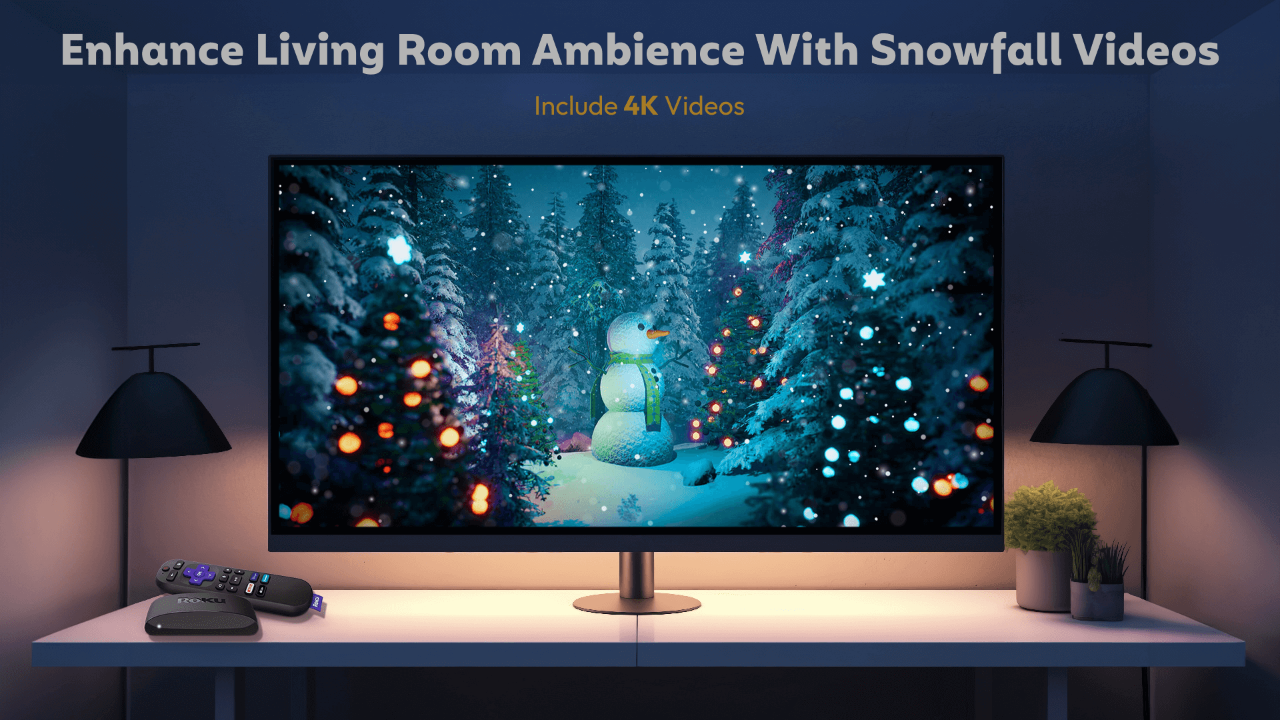 Snow at Night - Calm winter snowfall hitting the ground with music | TV ...