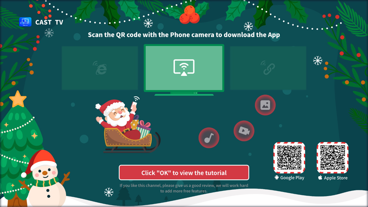 CAST TV | Web Videos Screen Mirroring Santa Wallpaper Photos Caster ...
