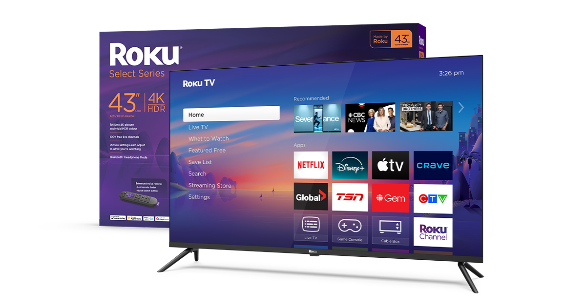 Roku Select Series 4K TVs in 43", 50", 55", 65", & 75" | Roku Canada