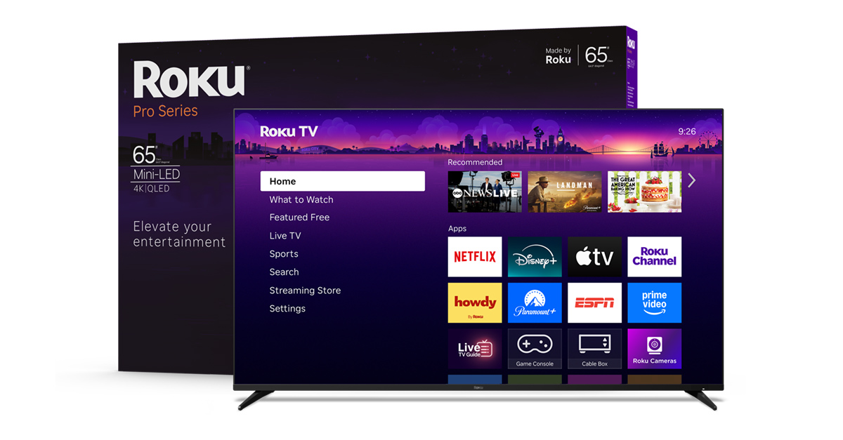 Roku Pro Series 4K Mini-LED 120Hz QLED TVs in 55", 65", & 75" | Roku