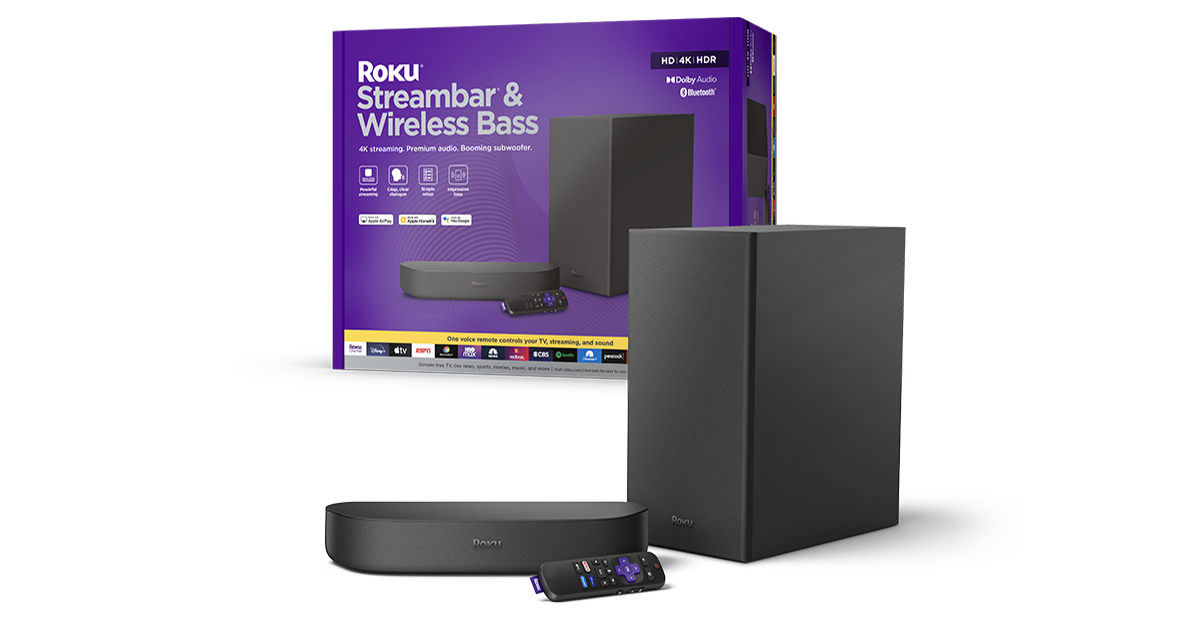 Roku® Streambar® and Wireless Bass | 4K streaming. Premium audio. All in one. | Roku
