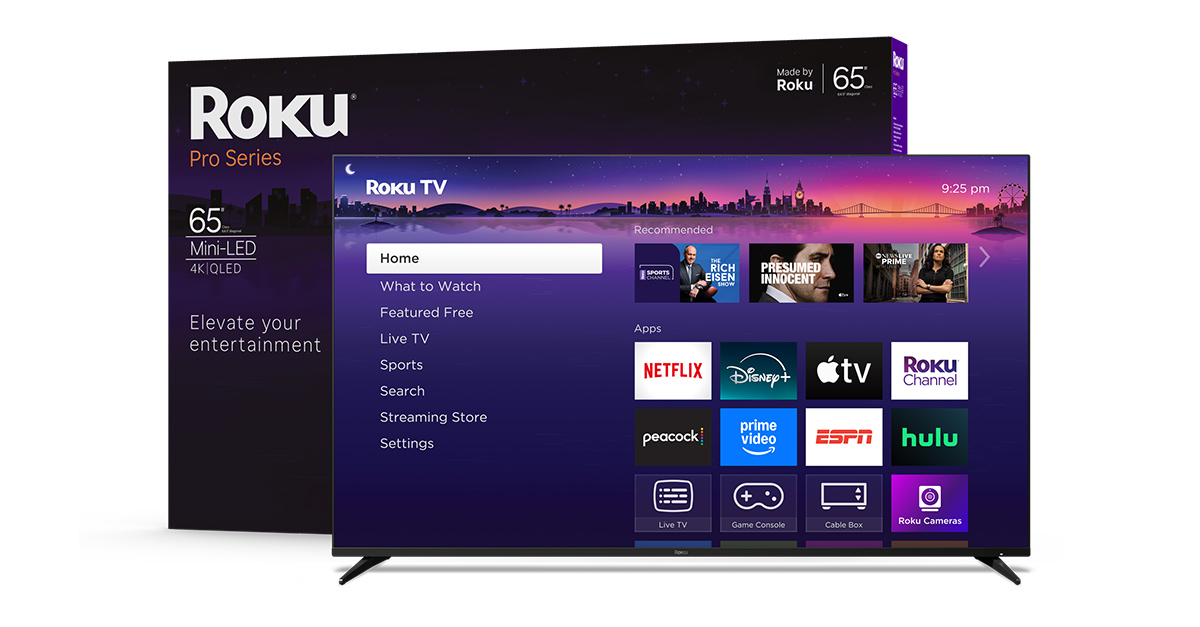 Roku Pro Series 4K Mini-LED 120Hz QLED TVs in 55", 65", & 75" | Roku